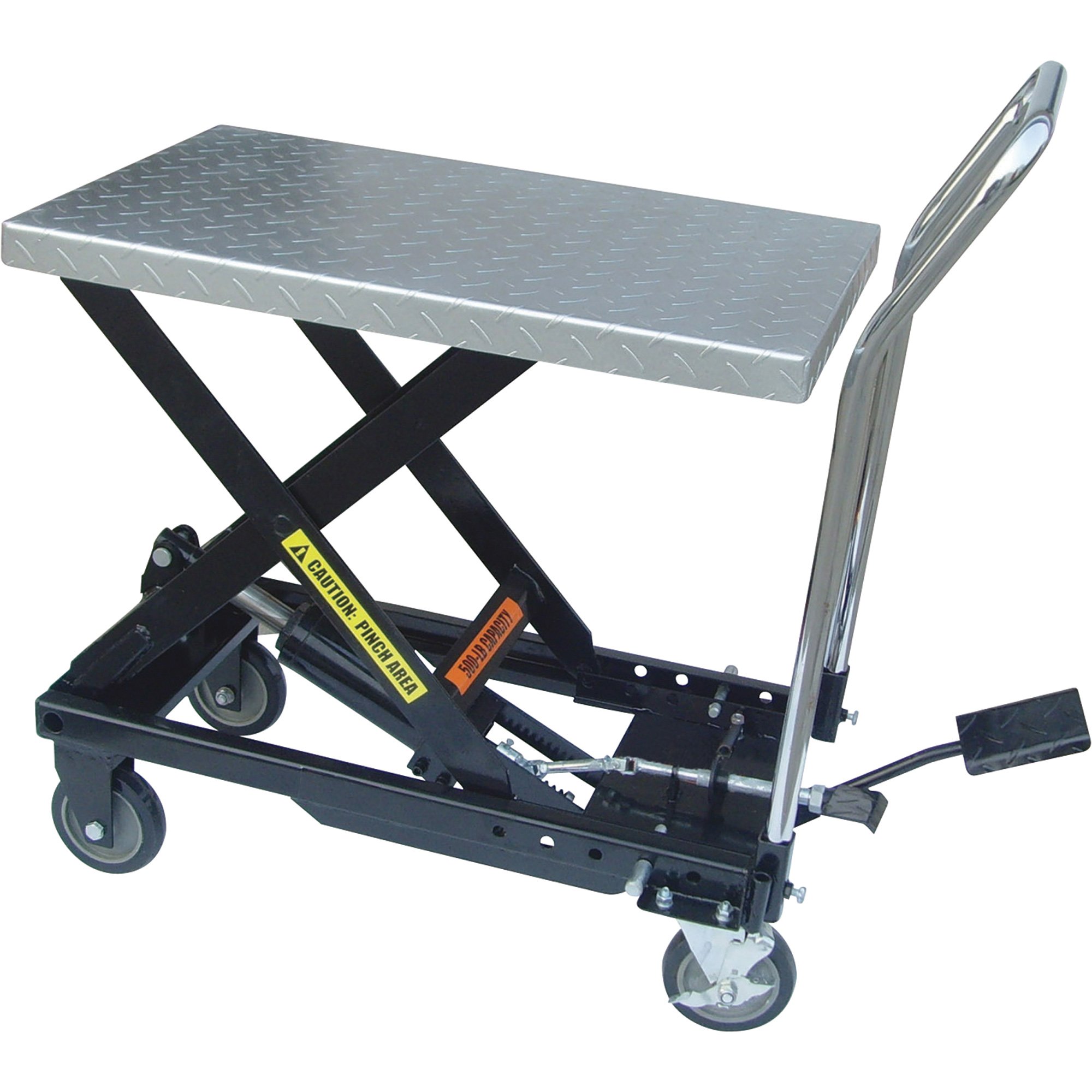 Northern Industrial Hydraulic Table Cart — 500-Lb. Capacity, Diamondplate Steel Top | Northern Tool